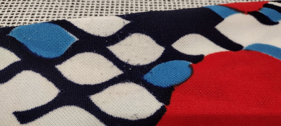 Mod A-line 1960s Dress Geometric Pop Art Lanterns Red White Blue Poly ...