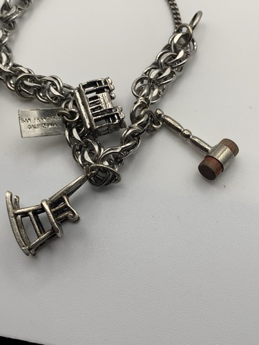 Unique Vintage Sterling Silver Link Bracelet W/ Charms -23 Grams- | eBay