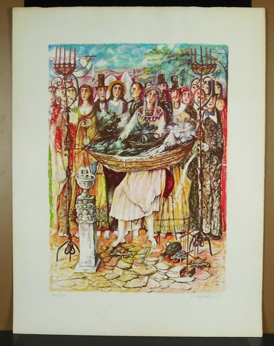 David Meshulam Print Num 165/175 c1980 Judaica Scene Religious Jewish ...