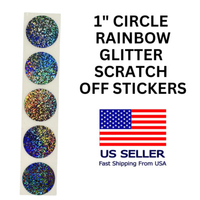 1" Rainbow Glitter Circle Scratch Off Stickers - 1 inch Round | eBay