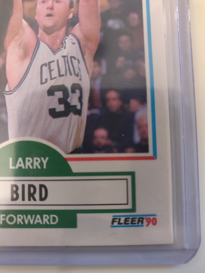 RARE "o" ERROR MISPRINT 1990 Fleer Basketball Larry Bird Card #8 Boston ...