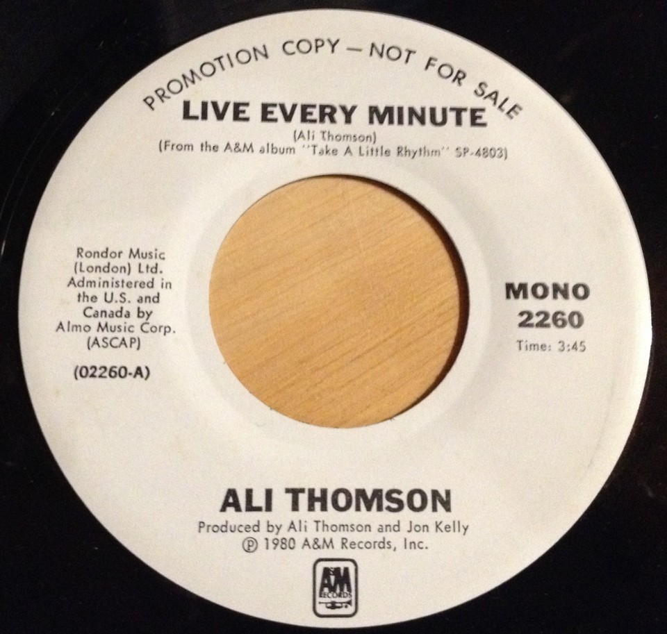 Ali Thomson 45 Live Every Minute (stereo/mono) PROMO 7-inch vinyl NM | eBay