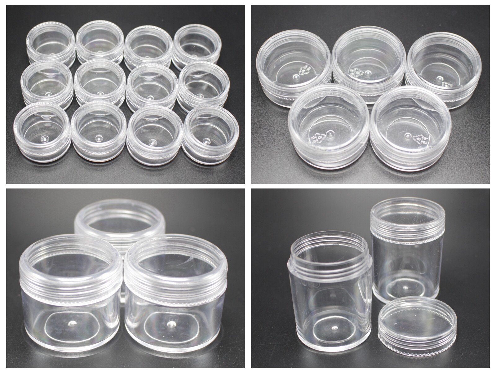 Clear Plastic Round Box Jewelry Beads Empty Storage Case Small Container Jars | eBay