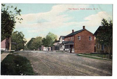 1910's ERA THE SQUARE NORTH COLLINS NEW YORK VINTAGE POSTCARD DIRT ROAD ...