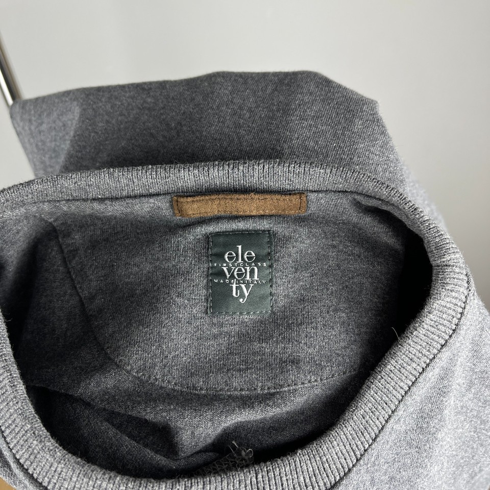 Eleventy Men’s Gray Cotton Crew Neck Sweatshirt – Fits Like Size S | eBay