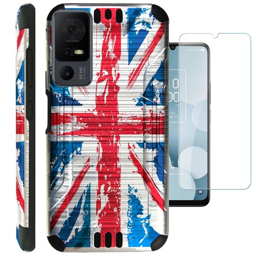 SILVERGUARD For TCL 40XL Phone Case Cover +TEMPERED GLASS/ UK FADED ...