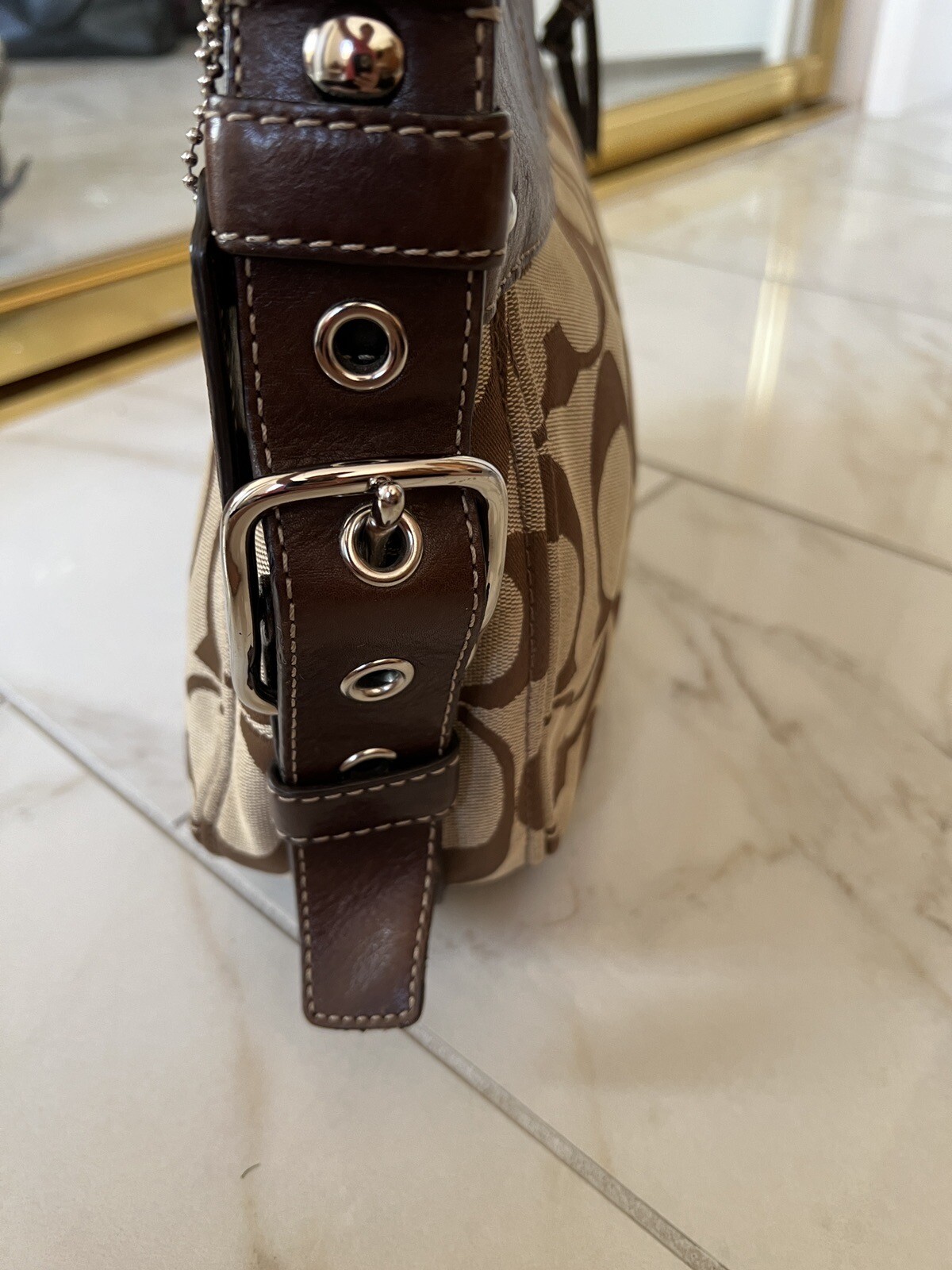 Coach Monogram C Logo Canvas And Leather Signature Sh… - Gem