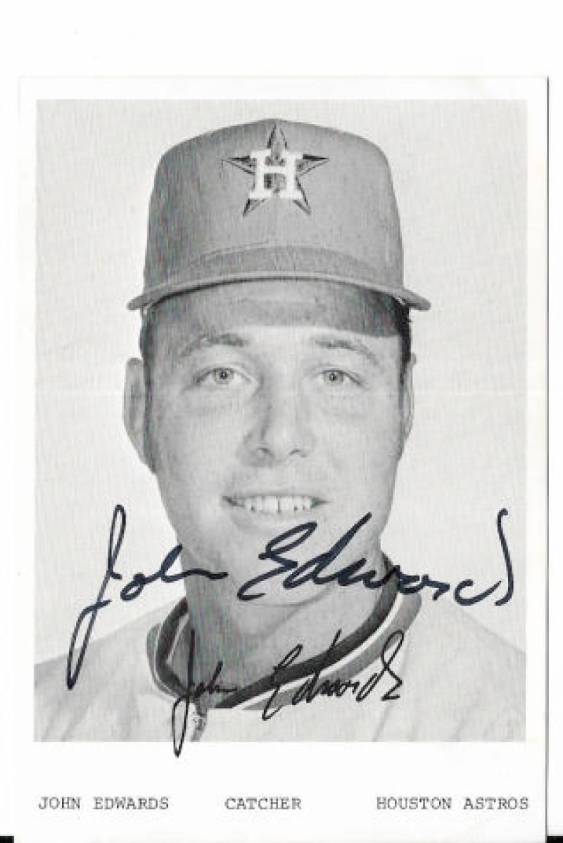 JOHNNY EDWARDS HOUSTON ASTROS SIGNED AUTOGRAPHED 3X5 PHOTO CARD W/COA A ...