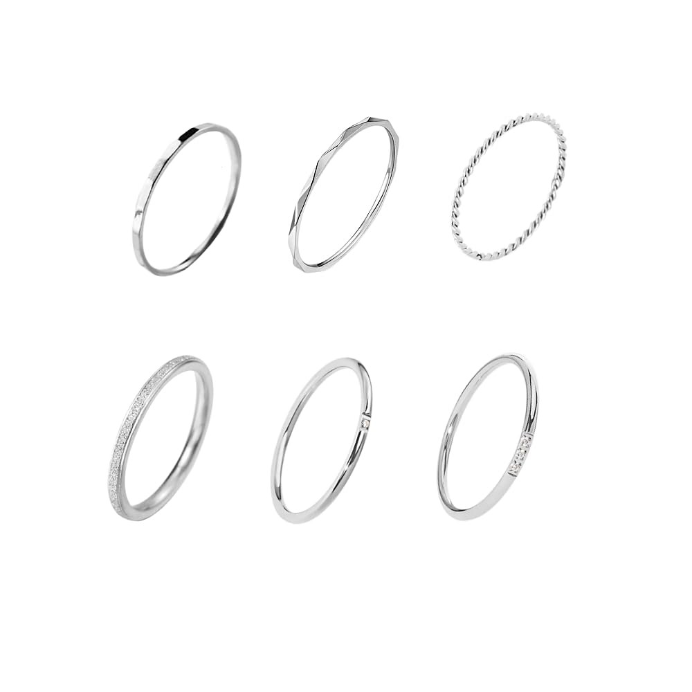 DATOA 6Pcs 1/2MM Stainless Steel Toe Rings Set for Women Minimalist ...