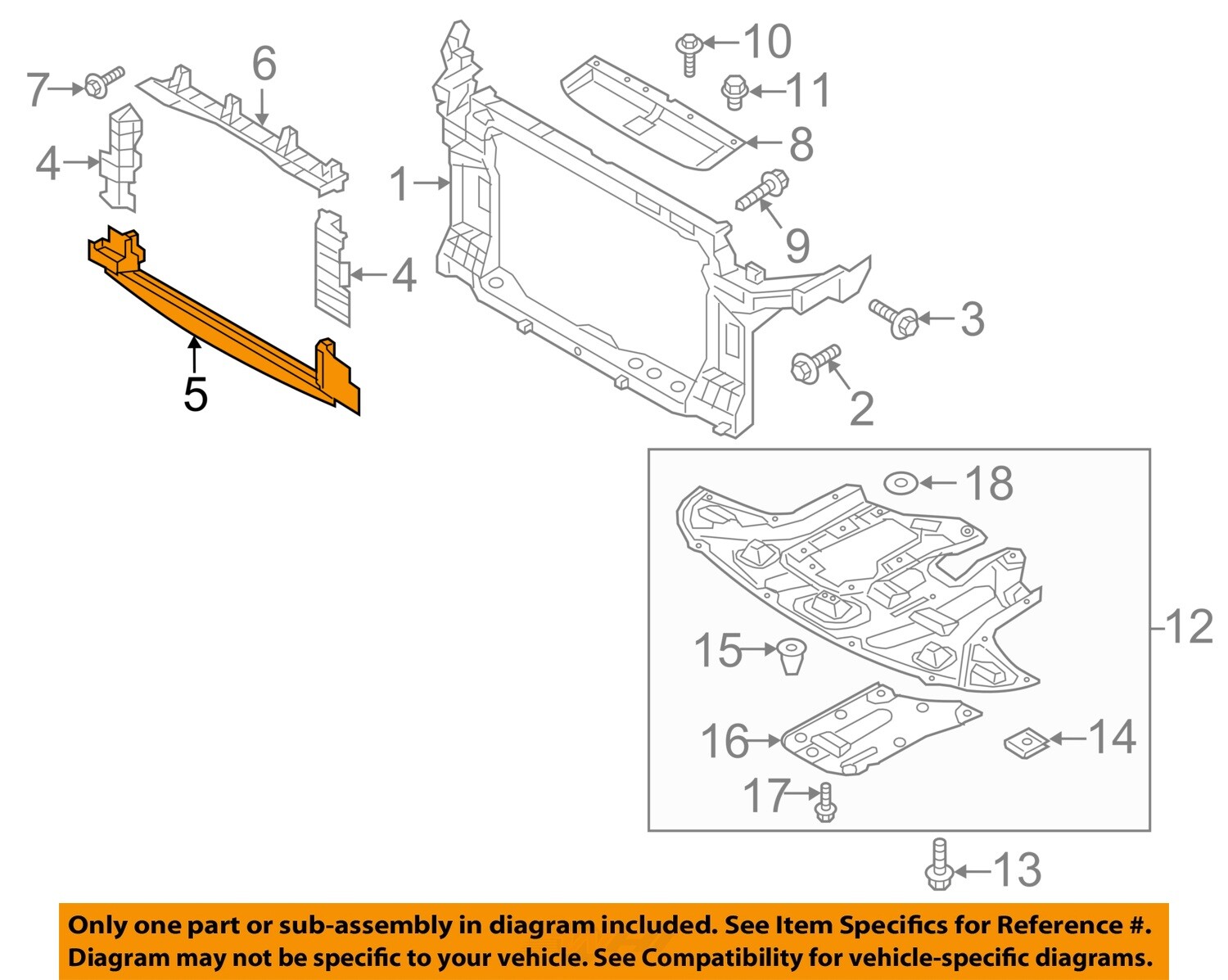 Hyundai OEM 16-18 Tucson Radiator Core Support-lower Deflector ...