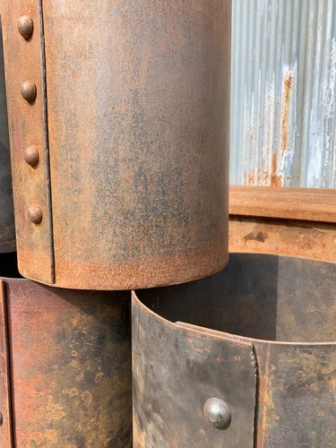 Reclaimed Railway Corten Steel Plant Pot With Solid Steel Rivets | eBay UK