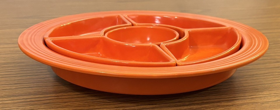 6 Piece Fiesta Relish Tray Set Original Red c.1936 Homer Laughlin ...