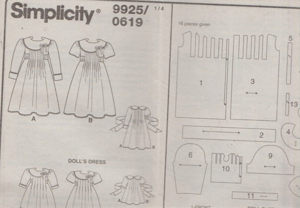 DAISY KINGDOM - DRESS w/DOLL DRESS - Simplicity 9925 - Girl's Sz 3-6 | eBay