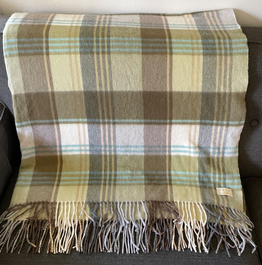 Plaid Cashmere Throw Blanket Luxurious 56x96 Inches Pure Cashmere