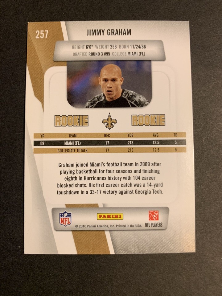 JIMMY GRAHAM 2010 PANINI PRESTIGE #257 ROOKIE DRAFT PICKS RC #/999 ...