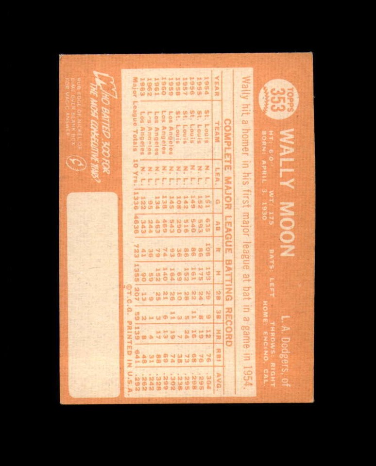 Wally Moon Signed 1964 Topps Los Angeles Dodgers Autograph | eBay