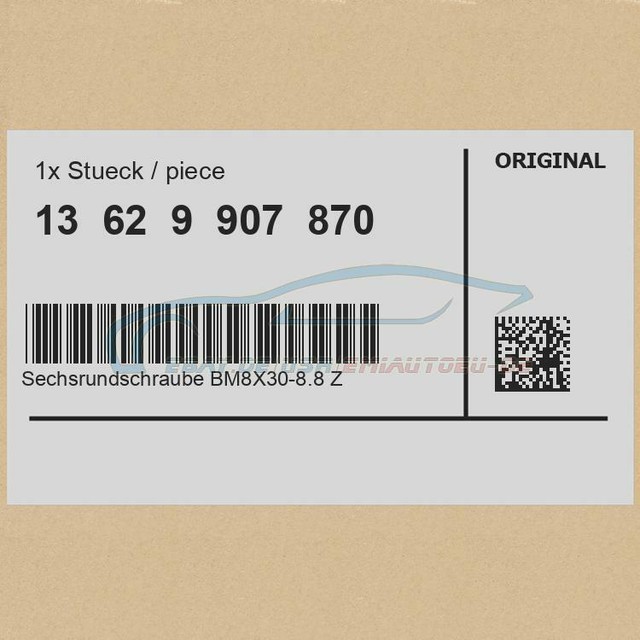 Original BMW 13629907870 - SUPER Sechsrundschraube BM8X30-8.8 ZNS3 MI ...