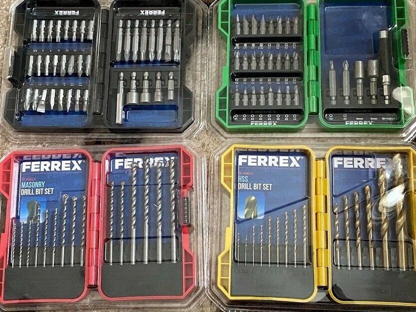 Ferrex /Equip Variety Drill and Screw Driver Sets (BRAND NEW) in Heavy ...