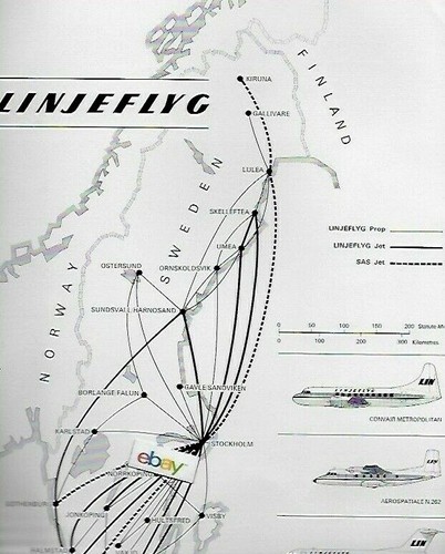 LINJEFLYG AIRLINES SWEDEN 4 PG 1973 LIN GETS JETS ARTICLE F-28 & NORD ...