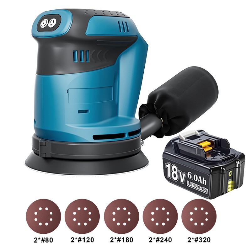 Cordless Random Orbital Sander 18V Li-ion & Dust Bag Discs Machine For ...