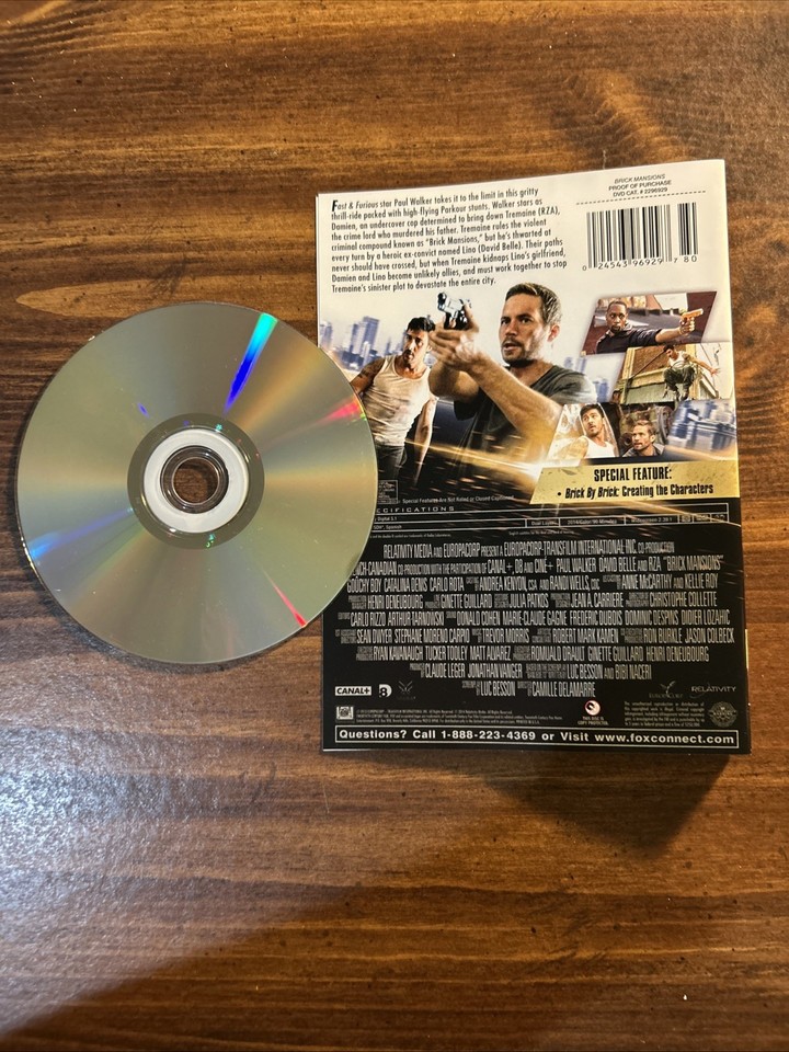 Brick Mansions DVD & Inlay Only Widescreen Paul Walker, David Belle, RZA No Case | eBay