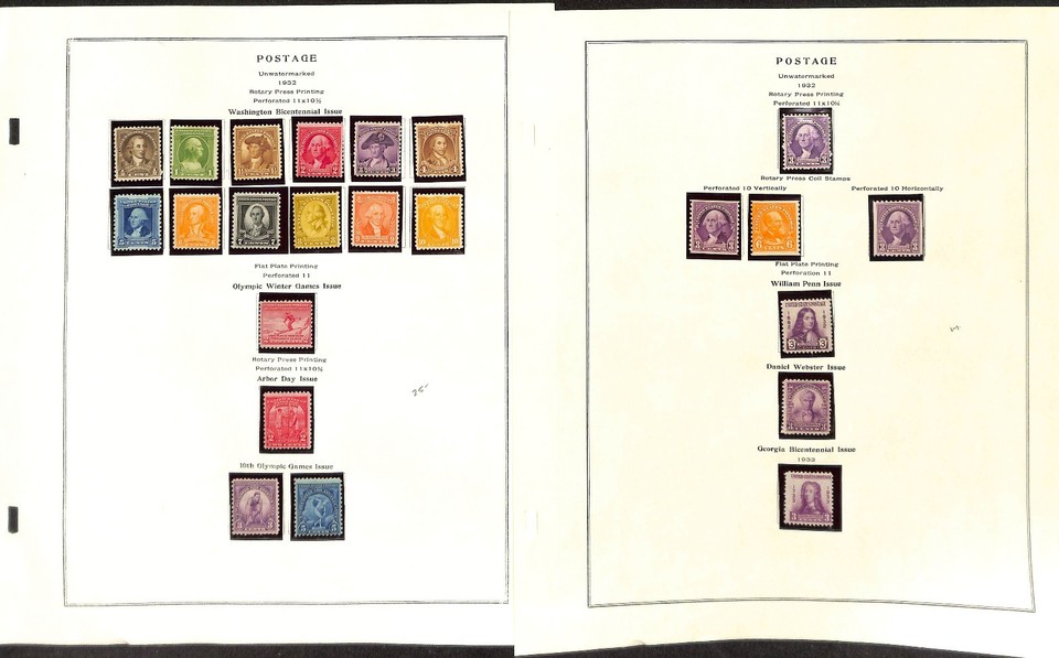 United States Stamp Collection on 12 Scott National Pages, 1919-1932 ...