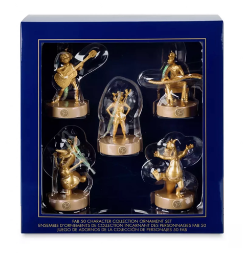 Disney World 50th Anniversary EPCOT Gold Statues Ornament Set of 5 Olaf ...