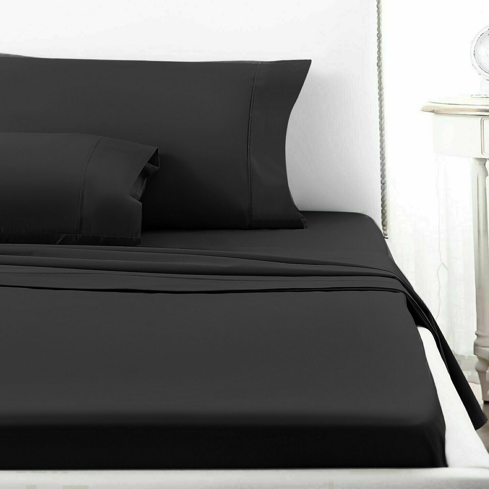 2200TC 4PCS Bed Sheet Set Single/KS/Double/Queen/King Flat Fitted ...