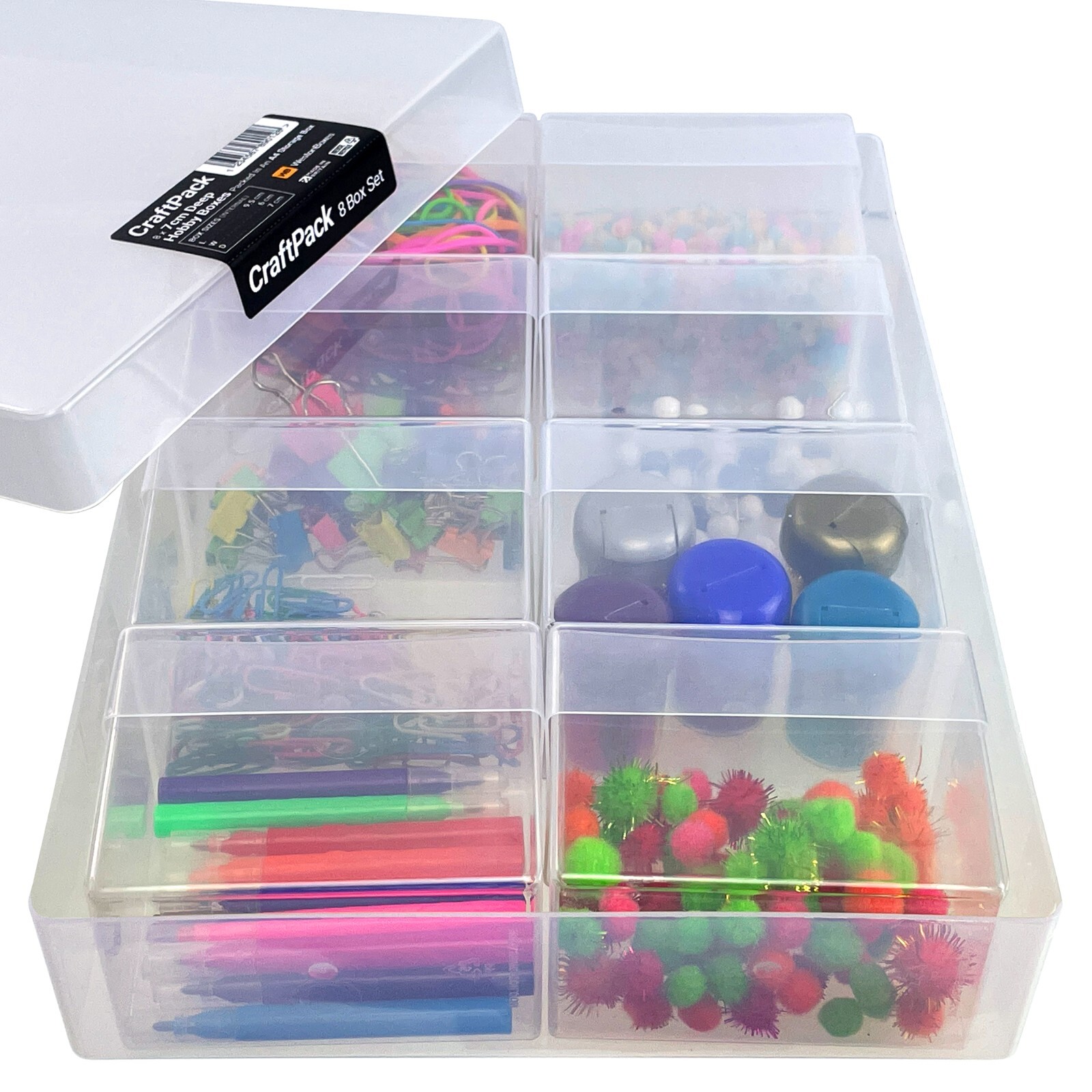 WestonBoxes Craftpack, Multi-Pack of Small Plastic Craft Storage Boxes ...