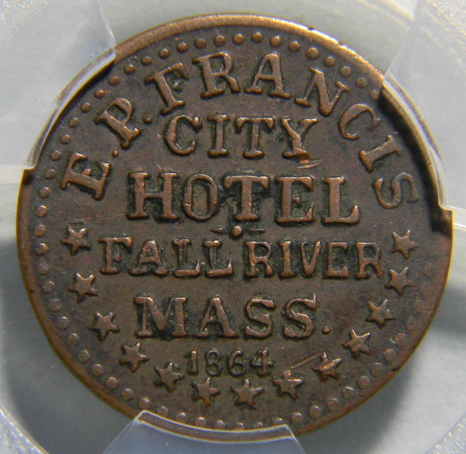 Fall River MA , 1864 E P Francis Billiard Room Civil war token PCGS ...