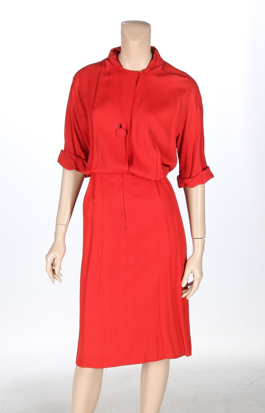 Agnes Barrett Vintage 40s 50s Red Button Down Secreta… - Gem