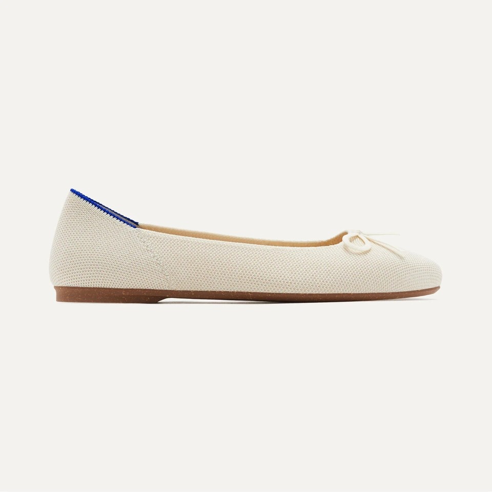 NEW ROTHYS The Ballet Flat in Gardenia CASUAL SHOES BOW IVORY WHITE ...