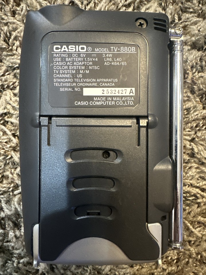 Vintage Casio 2.3" Portable Color Television TV-880B Analog Only 1980s ...