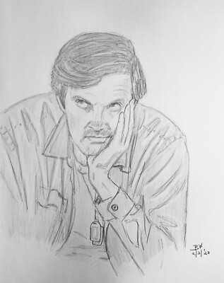 MASH PENCIL DRAWING 11x14 ALAN ALDA/HAWKEYE PIERCE ORIGINAL PORTRAIT ...