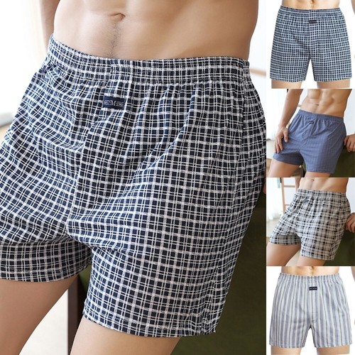 Cotton Plaid Boxer Shorts with Wide Leg Comfortable Underpants for Men ...