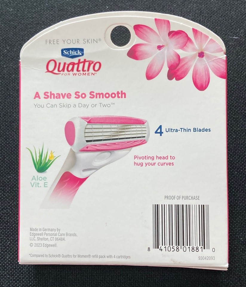 Schick Quattro Women's 4-Blade Razor Blade Refills (8 per pack), NEW ...