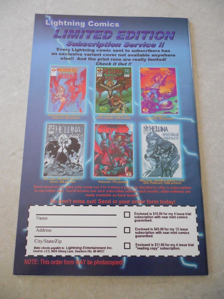 CLAIRE VOYANTE #1, 1ST PRINT, 1996, LIGHTNING ENTERTAINMENT W ...
