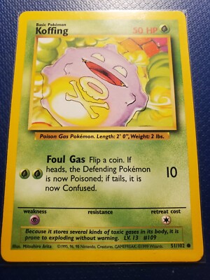 Pokémon TCG Koffing Base Set 51/102 Regular Unlimited Common LP | eBay