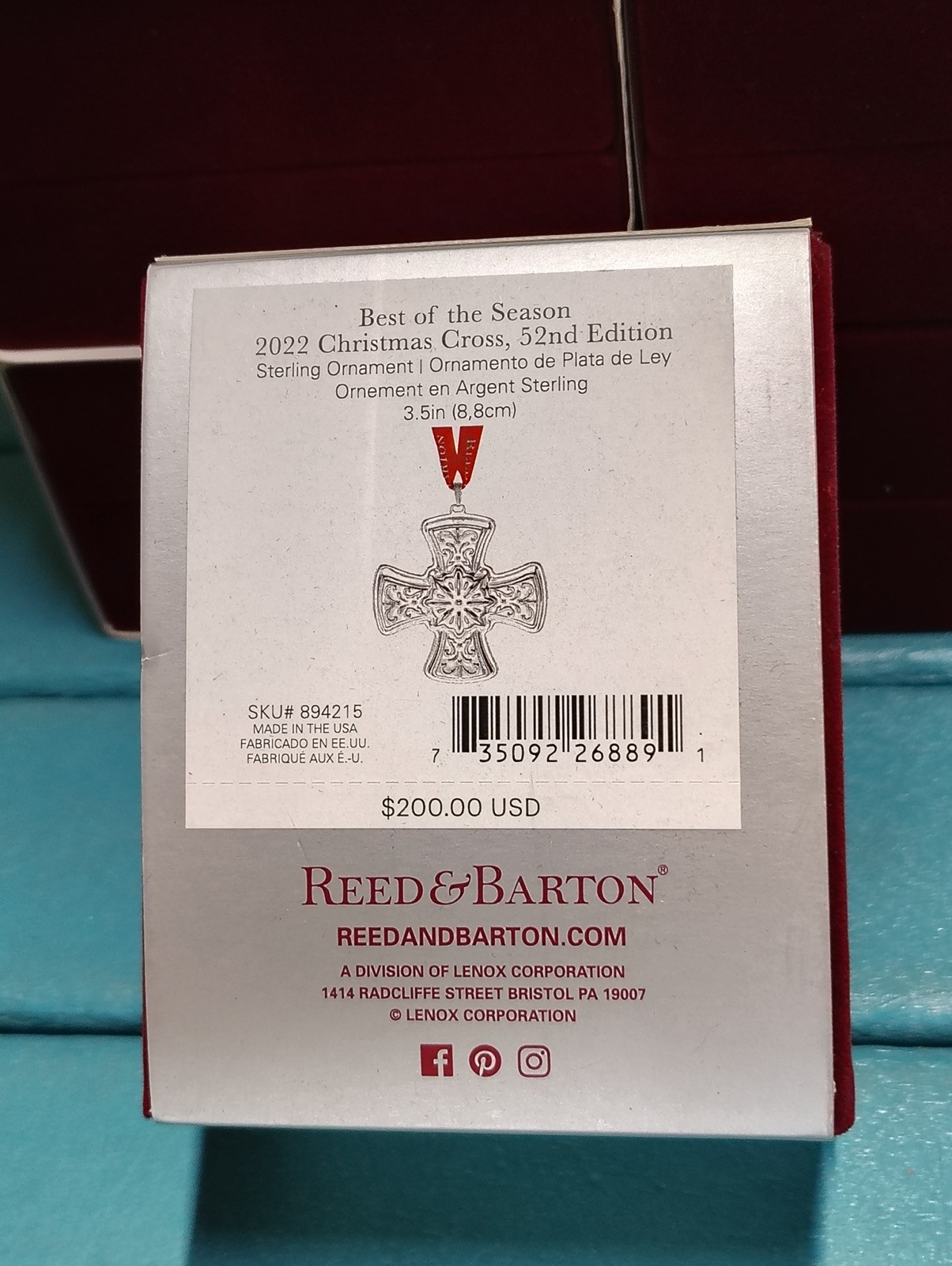 New Reed & Barton 2022 925 Sterling Silver Christmas Tree Cross ...