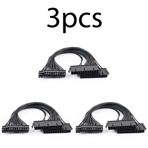 3x 24PIN Dual PSU Multiple Power Supply Splitter Adapter 30cm Cable ...