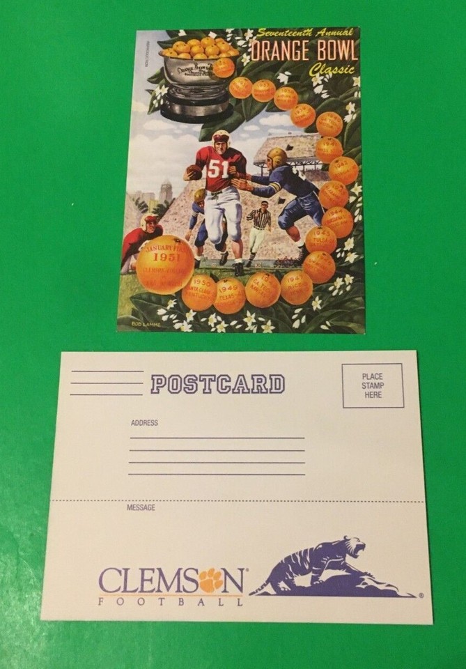 CLEMSON FOOTBALL COLLECTIBLE POST CARDS Reprint BOWL GAMES 15++ SEE ...