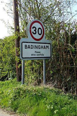 Photo 6x4 Badingham Village Name Sign on Low Street Dennington Hall ...