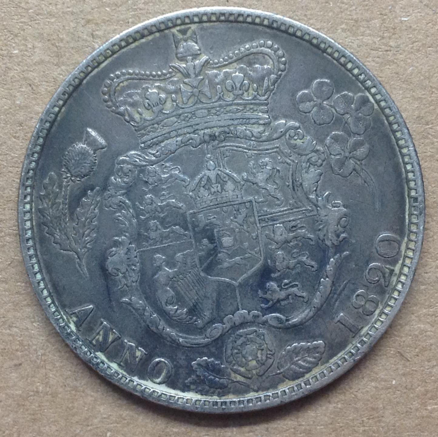 Old World Coin .925 Silver United Kingdom 1820 Half Crown XF George IV ...