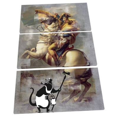 Napoleon Alps Banksy Painter Urban TREBLE CANVAS WALL ART Picture Print ...