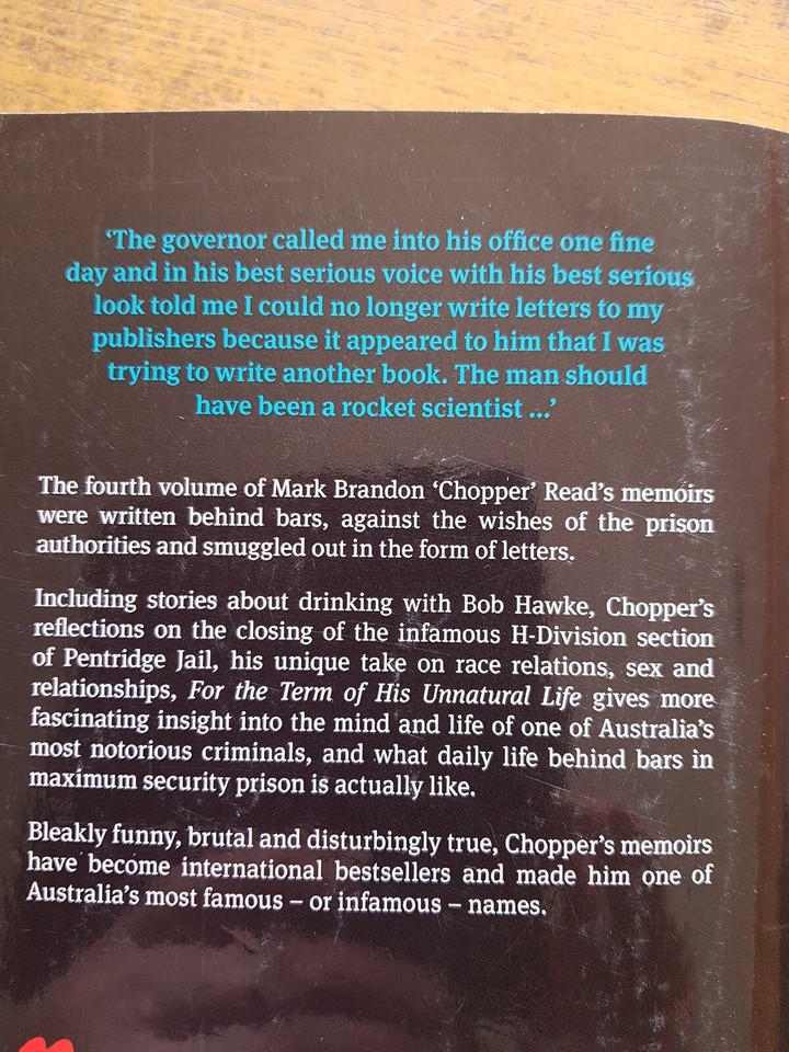 Mark Brandon Read Chopper 2 &4 the term of his Unnatural Life Paperback ...