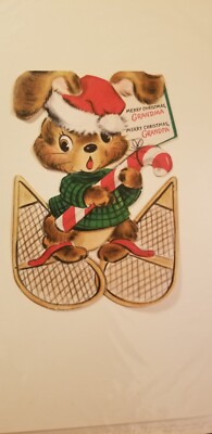 VINTAGE Hall Brothers Hallmark diecut STAND up Christmas card grandma ...