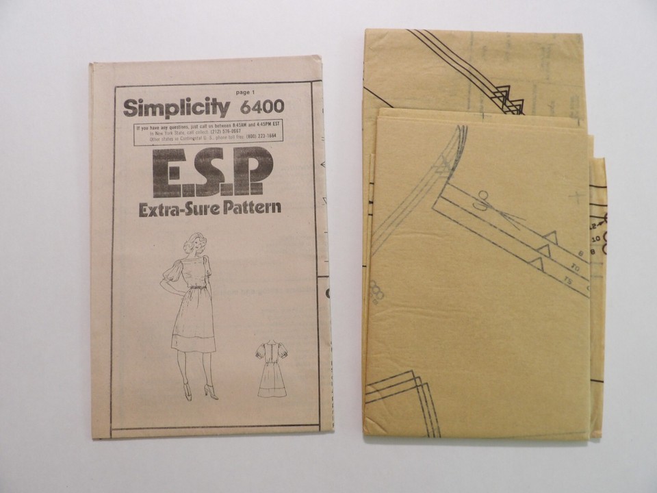 Simplicity 6400 Vintage Sewing Pattern Misses & Misses Petite Dress ...