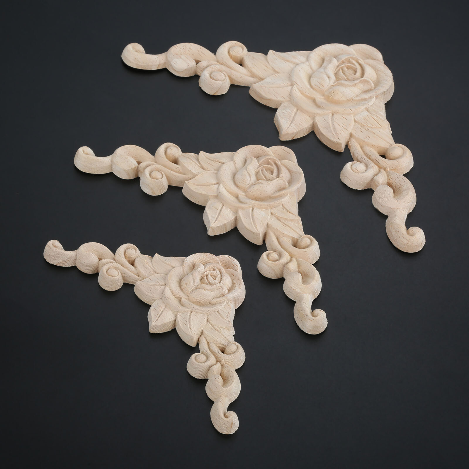 European Woodcarving Corner Onlay Applique Window Door Rose Floral ...