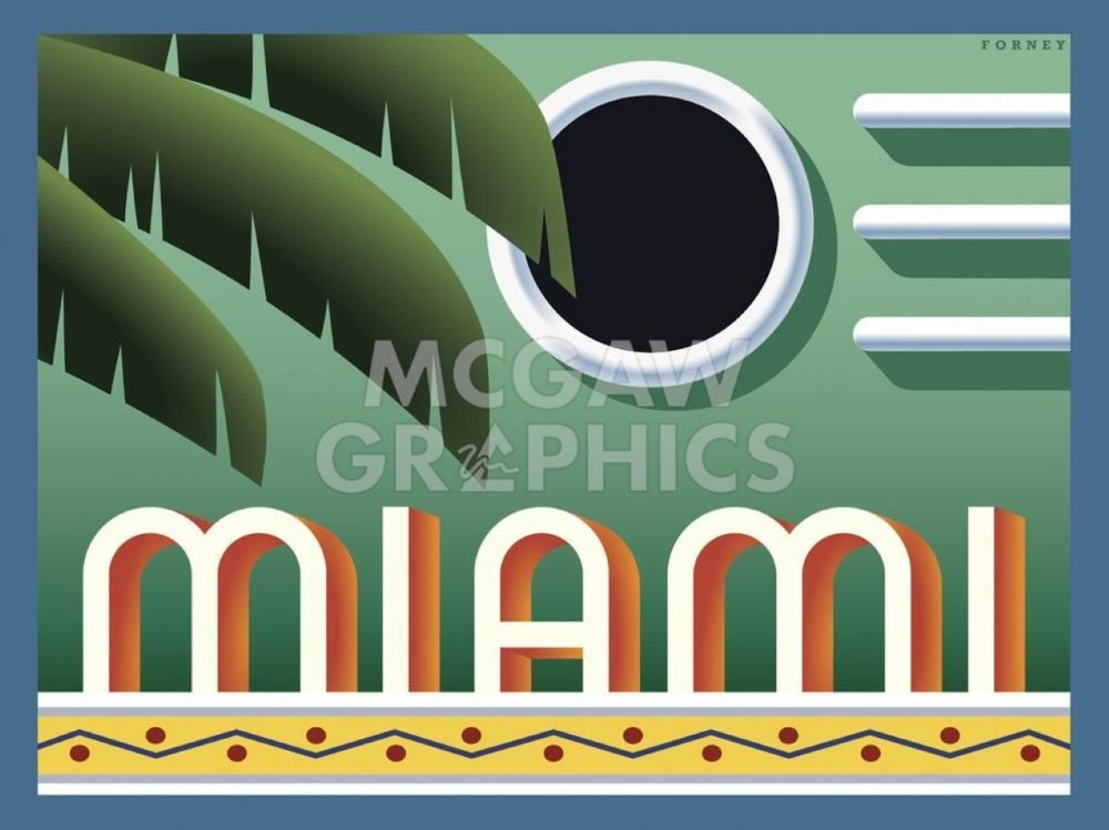 Miami, Steve Forney, Art Print Poster 14" x 11" 2027 | eBay