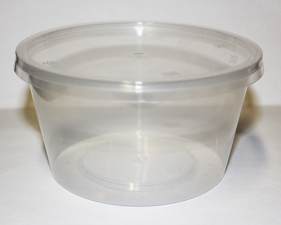 Round Setco Food Containers Plastic Clear Storage Tubs & Lids Deli Pots ...